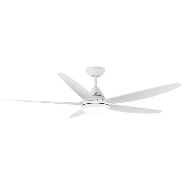 Yardreeze 56 in. LED Indoor/Outdoor White Ceiling Fan with Light Remote ...