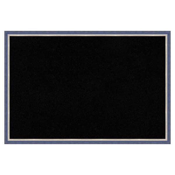 Amanti Art Theo Blue Narrow Wood Framed Black Corkboard 25 in. x 17 in ...