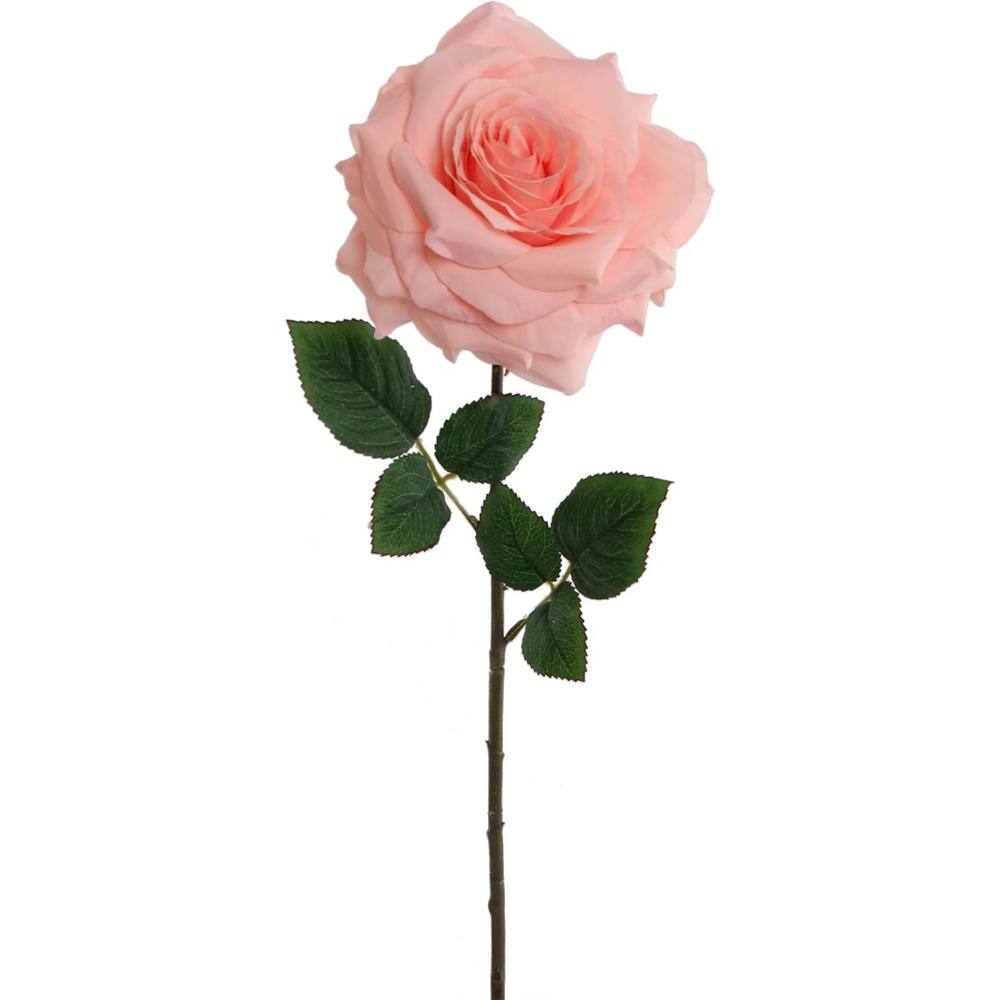 Larksilk 20 in. Pink Artificial Open Rose Silk Flowers Floral ...