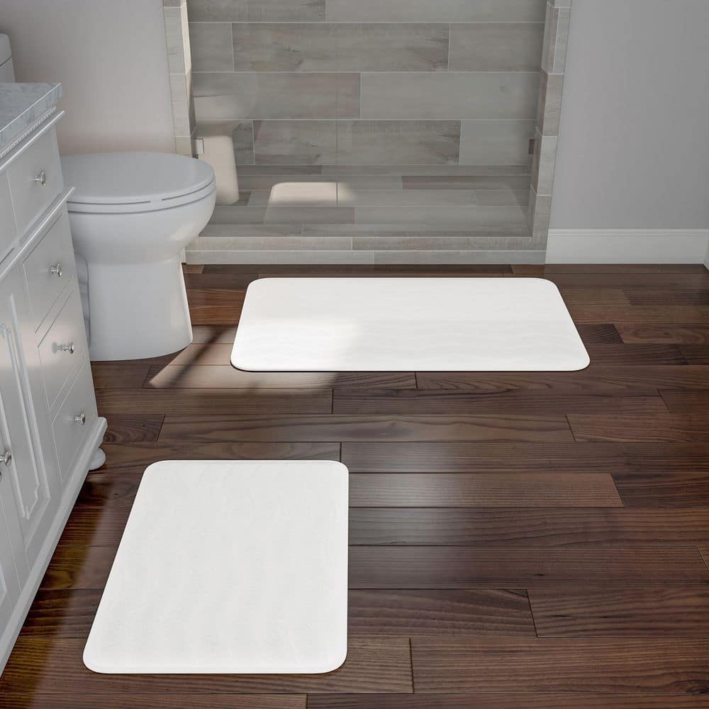 Lavish Home 2-Piece White Memory Foam Bath Mat Set 67-10-W - The Home Depot