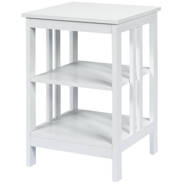 HONEY JOY White 3-tier Side Table Nightstand Sofa End Table Storage ...