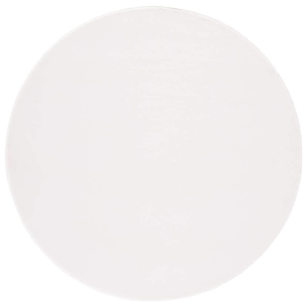 SAFAVIEH Faux Rabbit Fur Off White 6 ft. x 6 ft. Machine Washable High ...