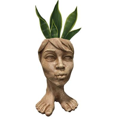 HOMESTYLES 18 in. Grandpa RIP Muggly Face Gaarden Statue Planter Holds ...
