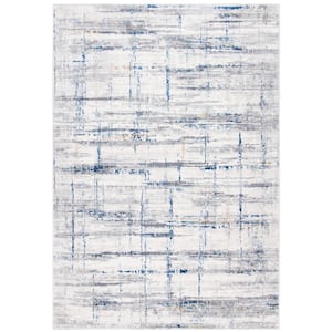 SAFAVIEH Amelia Ivory/Blue 9 ft. x 12 ft. Abstract Striped Area Rug ...