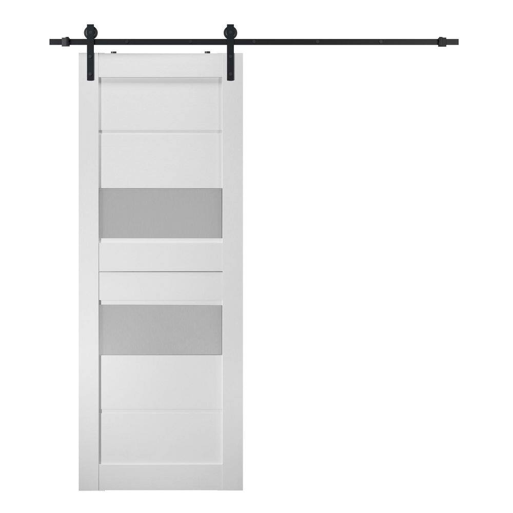 Belldinni Dessa 32 in. x 80 in. 2-Lite Frosted Glass Bianco Noble Wood ...