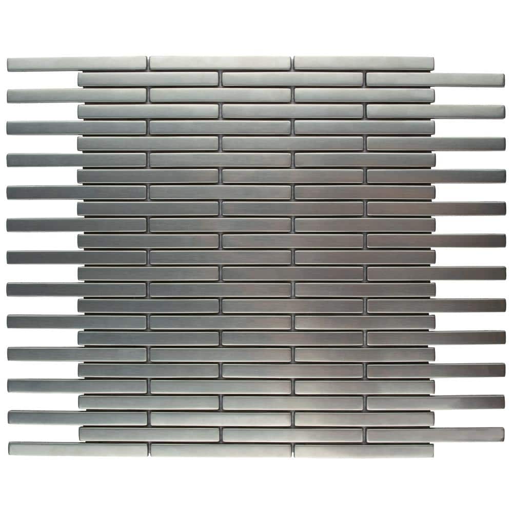 Merola Tile Meta Brick 11-3/4 in. x 12 in. x 5 mm Stainless Steel Metal ...