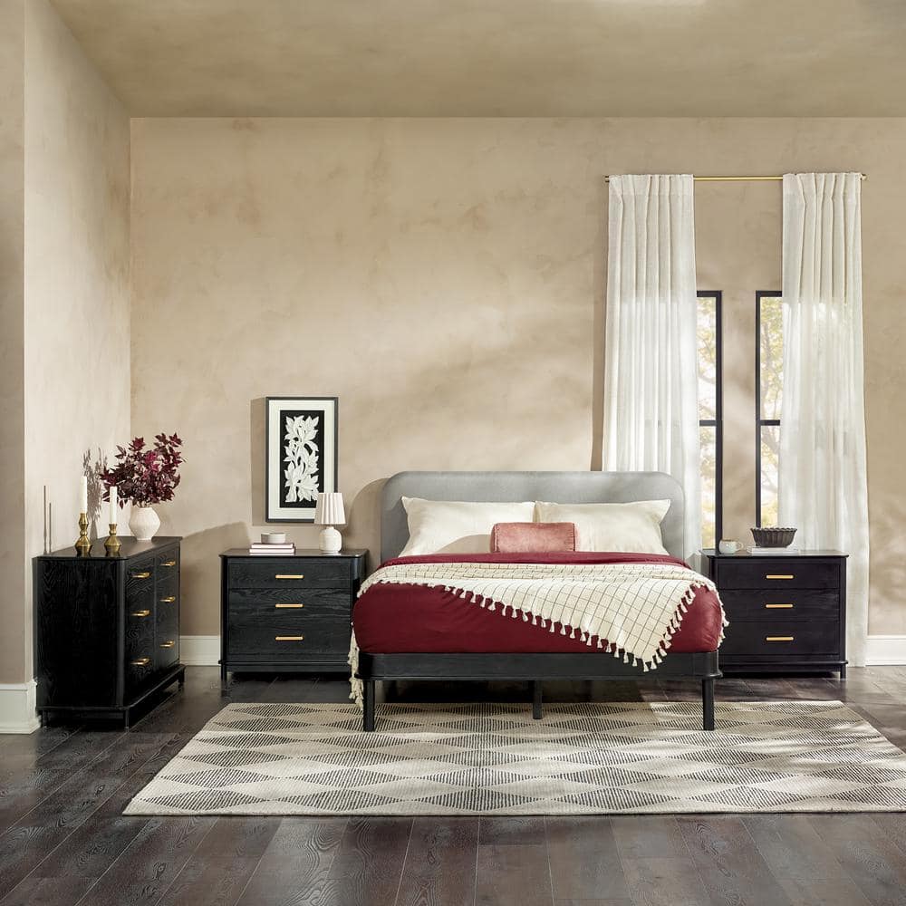 Walker Edison Furniture Company Contemporary 4-Piece Black Solid Wood ...