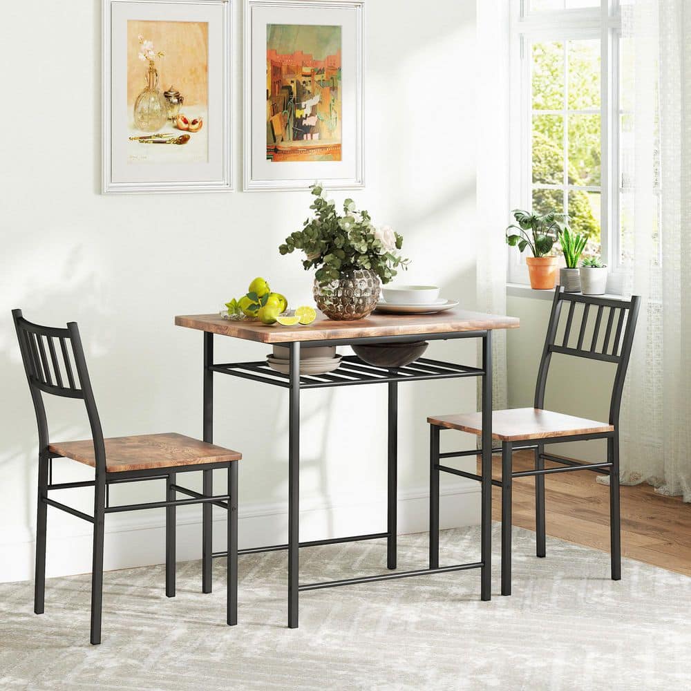 HOMCOM 3-Piece Small Dining Table Set, Kitchen Table and Chairs with ...