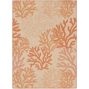 Nourison Garden Oasis Coral 5 ft. x 7 ft. Nature-inspired Contemporary ...