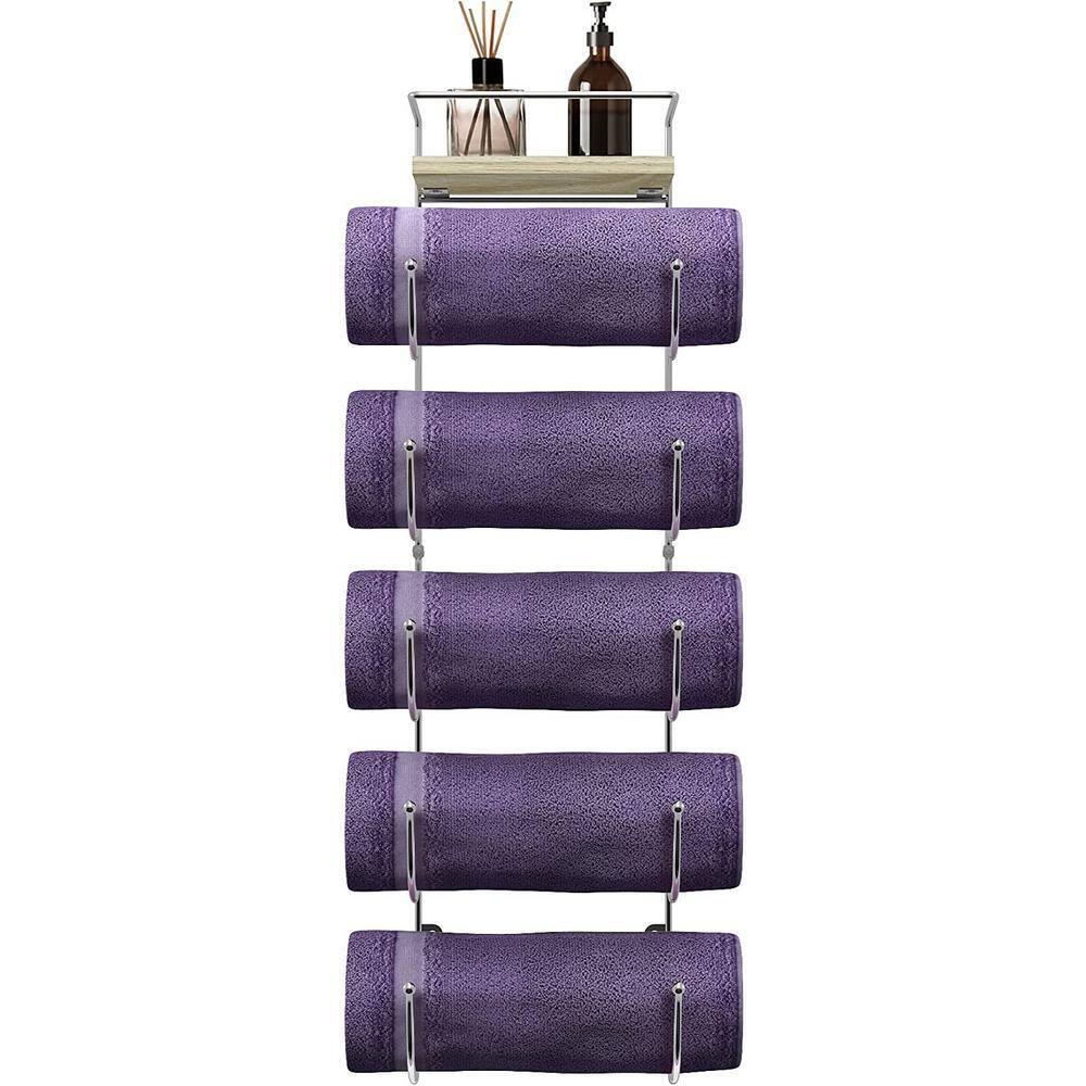 Sorbus 32 in. Towel Holder 5-Tier Wall Mounted Towel Rack in Silver TWL ...