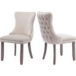 Mydepot Buff Velvet Upholstered Dining Side Chairs Accent Diner Stylish ...