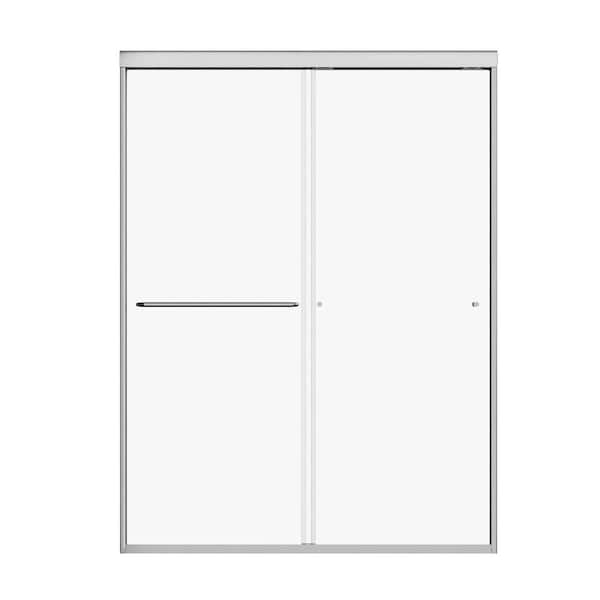Boosicavelly 54 in. W x 72 in. H Sliding Framed Shower Door in Brushed ...