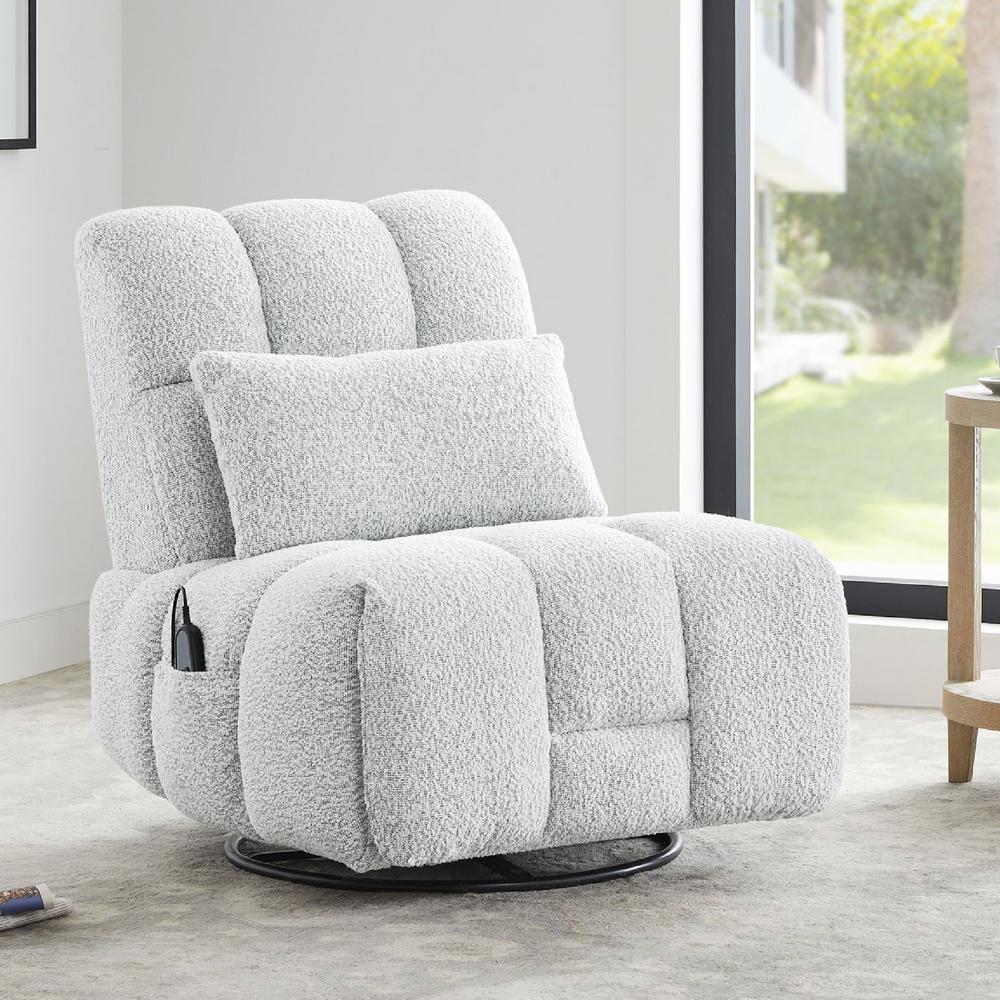 Spruce & Spring Ignatius Grey Fabric Swivel Rocker Power Recliner Chair ...