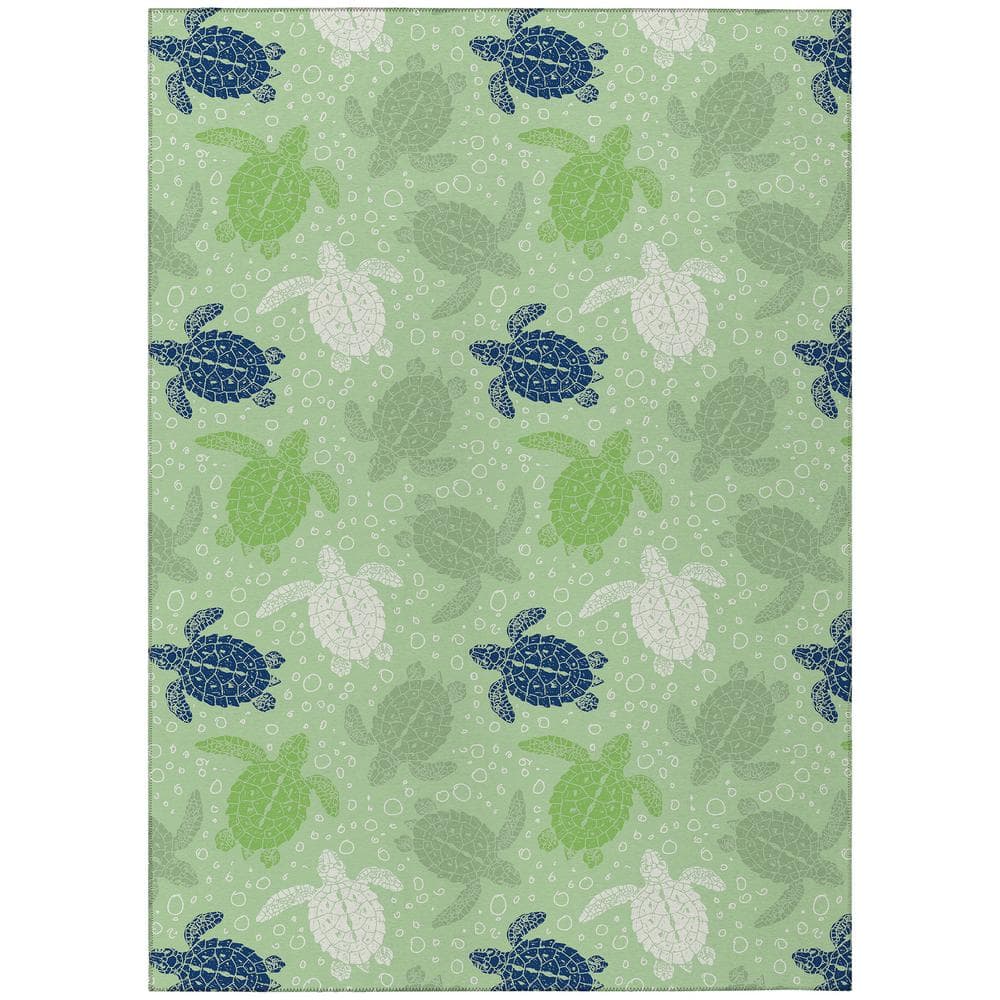 Addison Rugs Surfside Green 10 ft. x 14 ft. Geometric Indoor/Outdoor ...