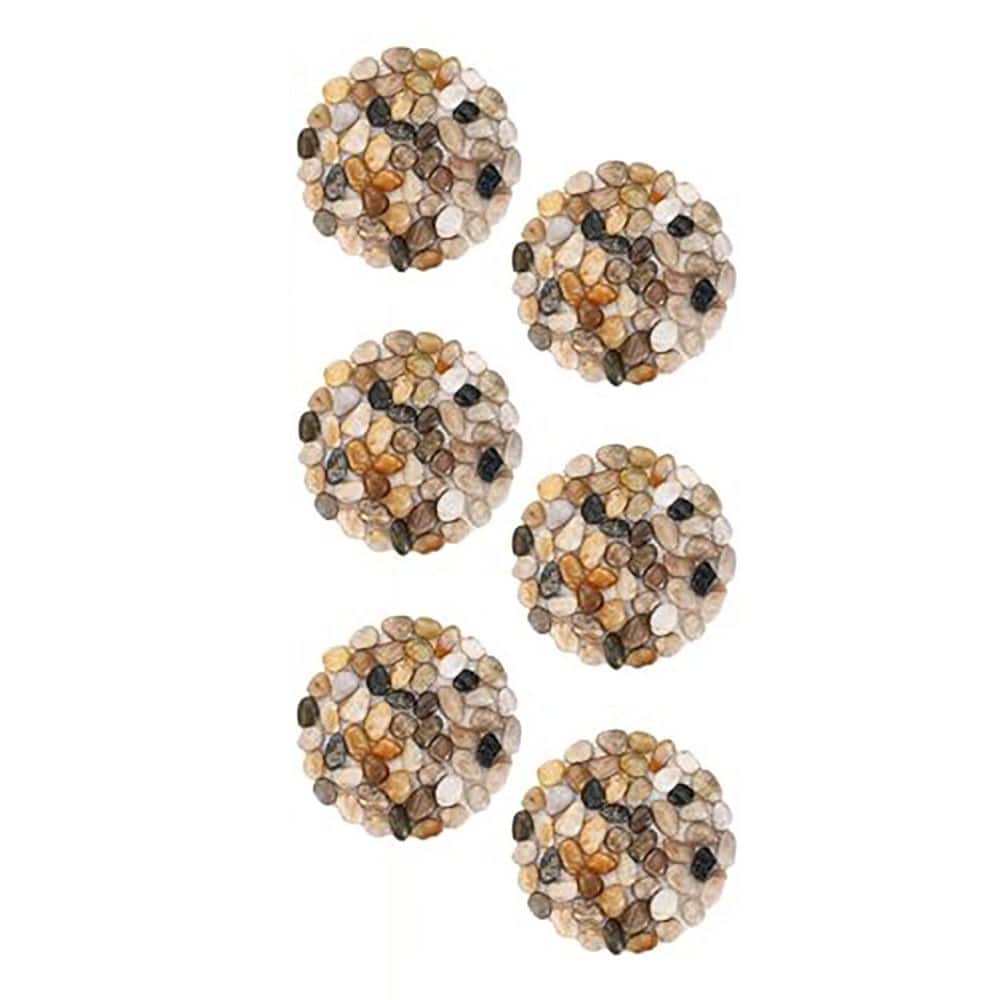 Justincity 9 in. x 9 in. x 3.74 in. Round Polished River Rock Natural ...