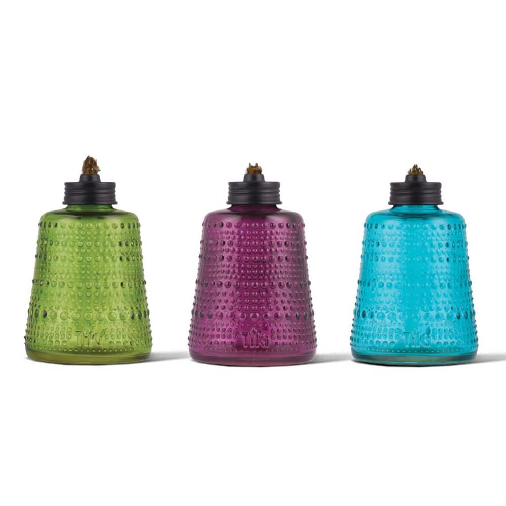 TIKI 6 in. Table Torch Glass Blue Green and Purple 1125005 - The Home Depot