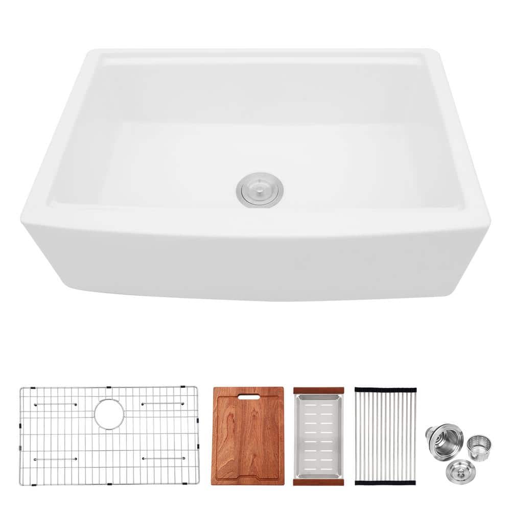 Xzkai 33 in. Farmhouse/Apron-Front Single Bowls Ceramic Kitchen Sink ...