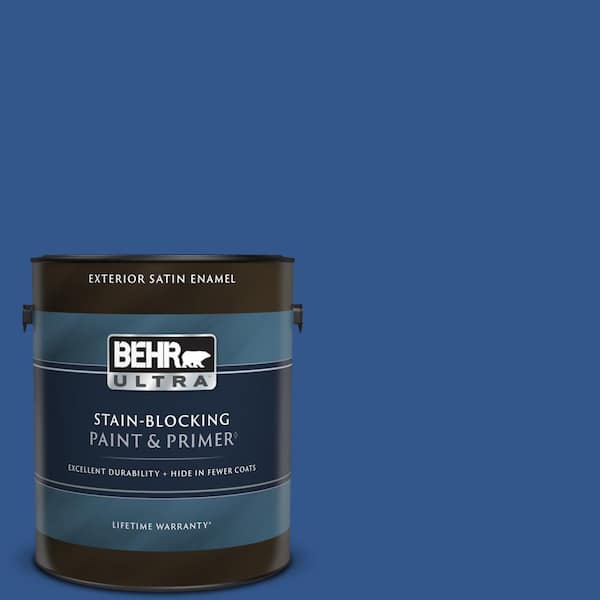 BEHR ULTRA 1 gal. #PPU15-03 Dark Cobalt Blue Satin Enamel Exterior ...