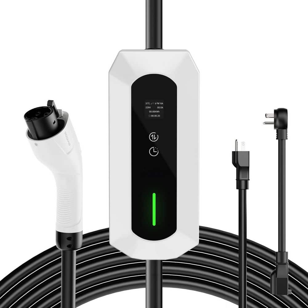 Ahfiwaso 25 ft. 110-240-Volt Portable EV Charger Level 1+2 Smart WiFi ...