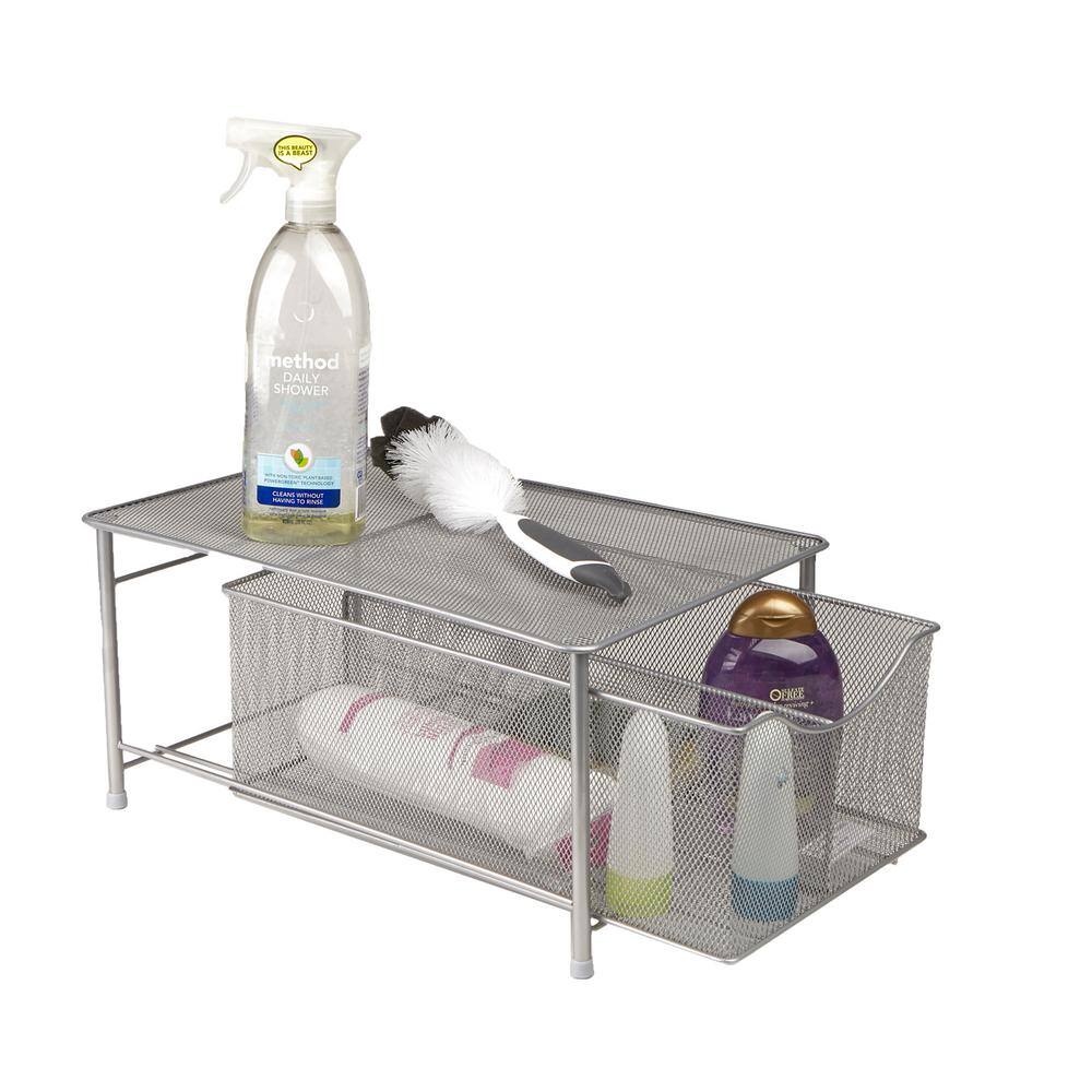 Mind Reader 8 in. H x 16.25 in. W x 10.25 in. D Accessory Organizer Supply Storage Silver Metal ...