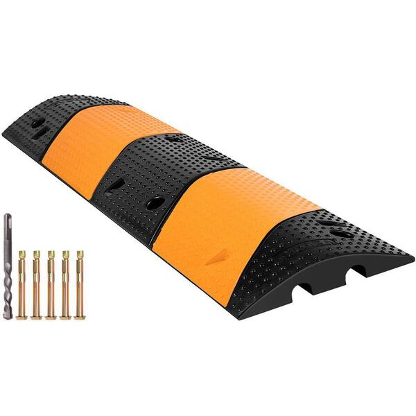 VEVOR Rubber Speed Bump 2 Channel 40.2 in. x 11.8 in. Garage Speed Bump ...