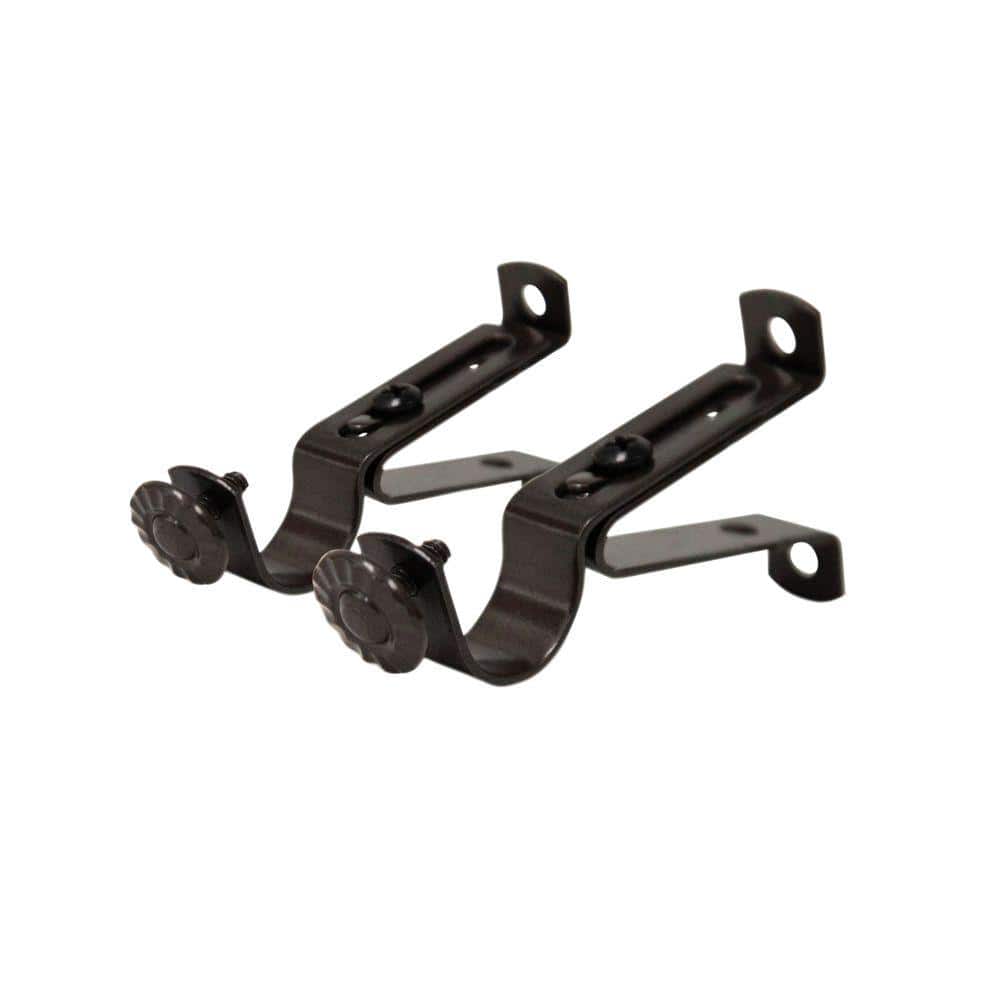 Rod Desyne Cocoa Steel Single 3 in. Projection Curtain Rod Bracket (Set ...