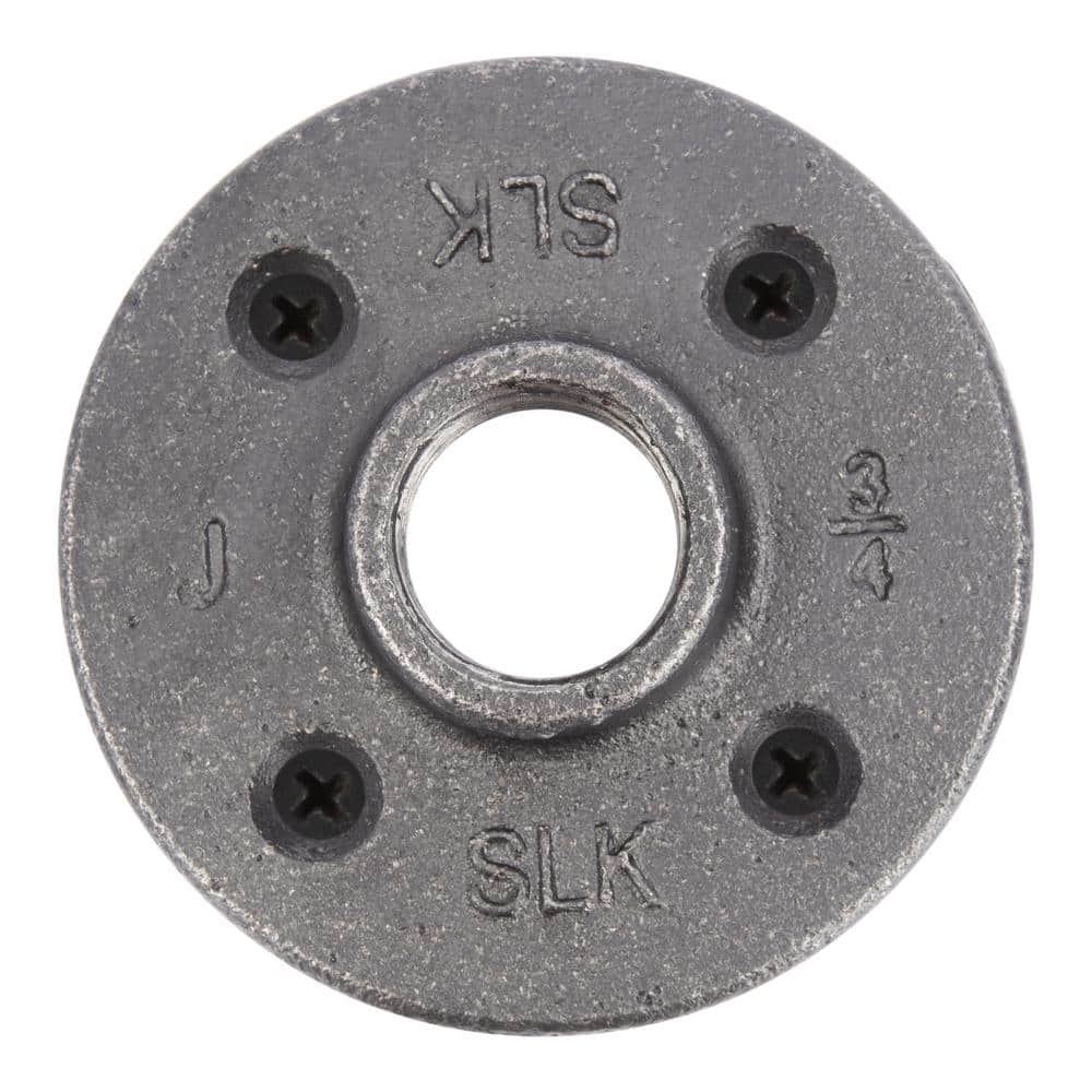 PIPE DECOR 3/4 in. Malleable Iron Floor Flange in Industrial Steel Grey ...