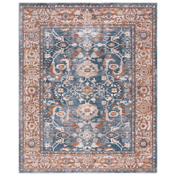 SAFAVIEH Heirloom 8 ft. x 10 ft. Blue/Rust Distressed Ornate Area Rug ...