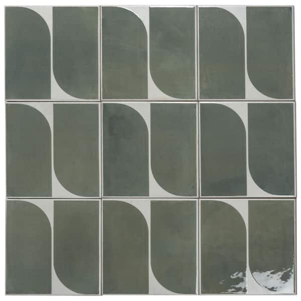 Apollo Tile Cadence 8 in. x 8 in. Matte, Glossy Sage Green Gray ...