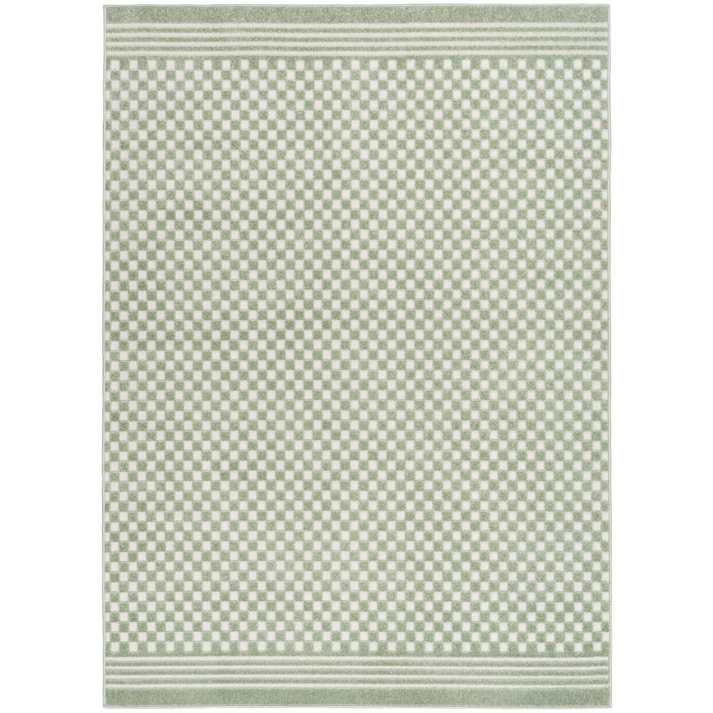 Nourison Casual Green 4 ft. x 6 ft. Checker Contemporary Area Rug ...