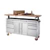 TRINITY PRO 72 in. W x 19 in. D 9-Drawer Stainless Steel Workbench with ...