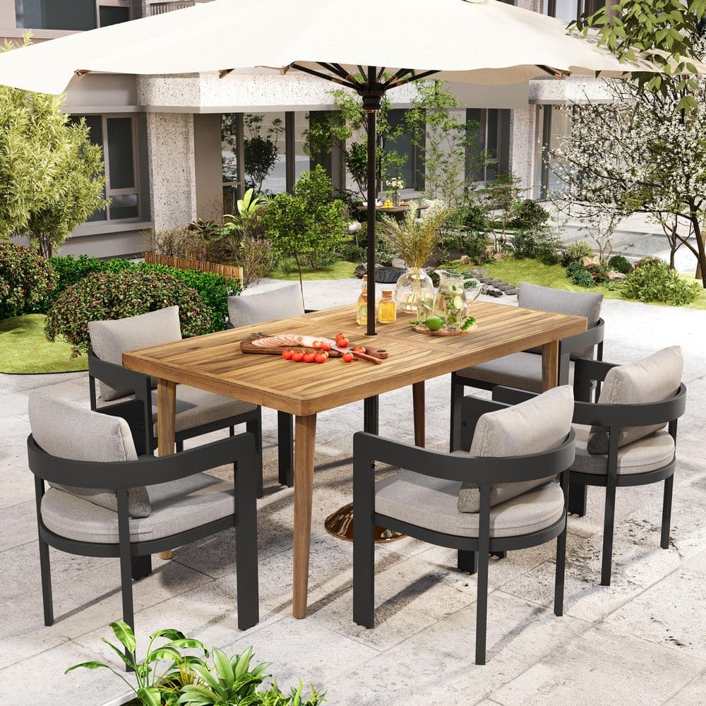 CHRISTOPHER KNIGHT HOME Calistae 7-Piece Black Aluminum Patio Outdoor ...