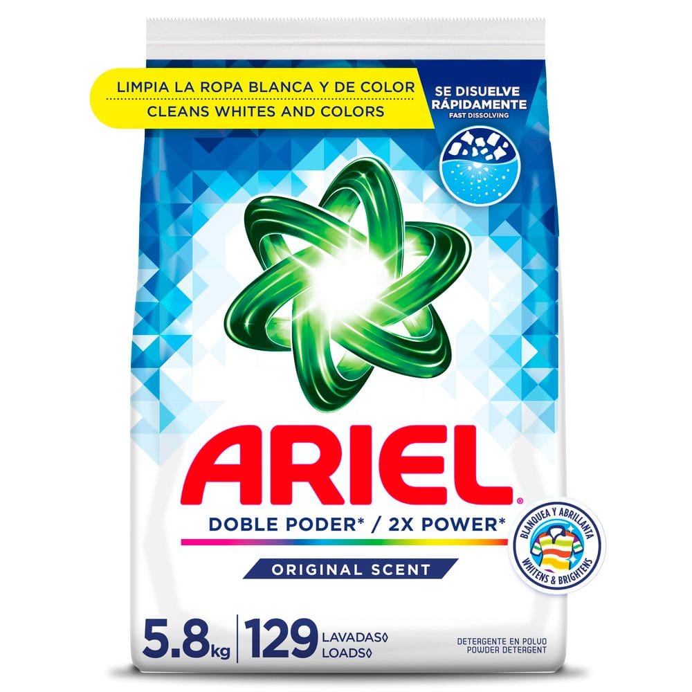 ARIEL 205 oz 2X Power Original Scent Powder Laundry Detergent (129 ...