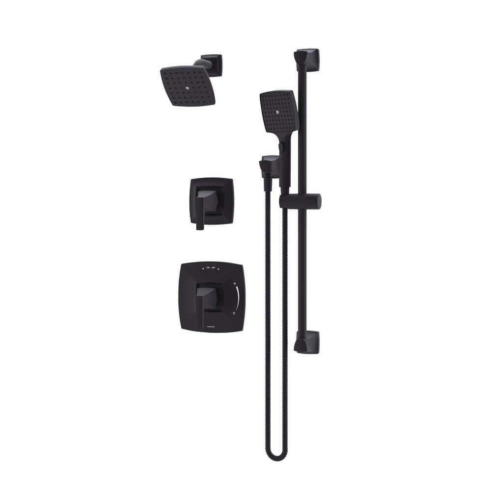 Symmons Oak Double Handle 1-Spray Wall Mount Fixed and Handheld Shower ...