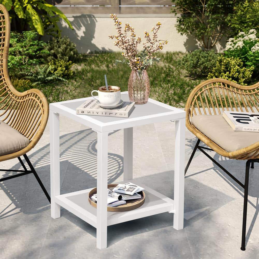 Pellebant Patio Aluminum Frame PVC-Resin Material Tabletop Double Layer ...