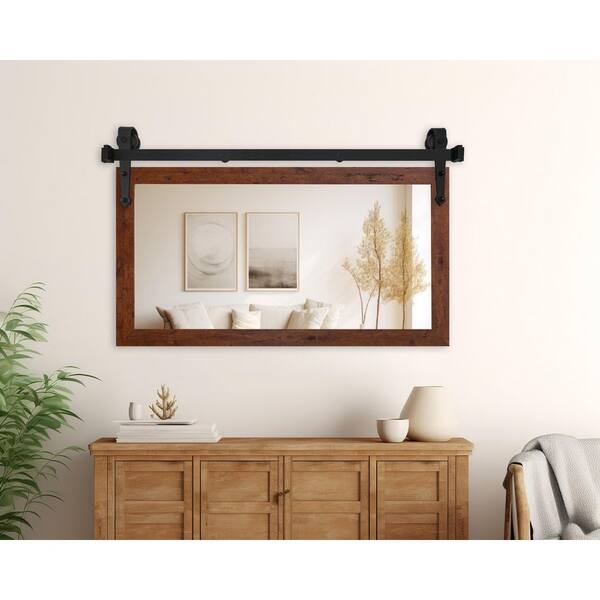 Rayne Mirrors (33 in. W x 16 in. H) Dark Brown Modern Rustic Mirror ...