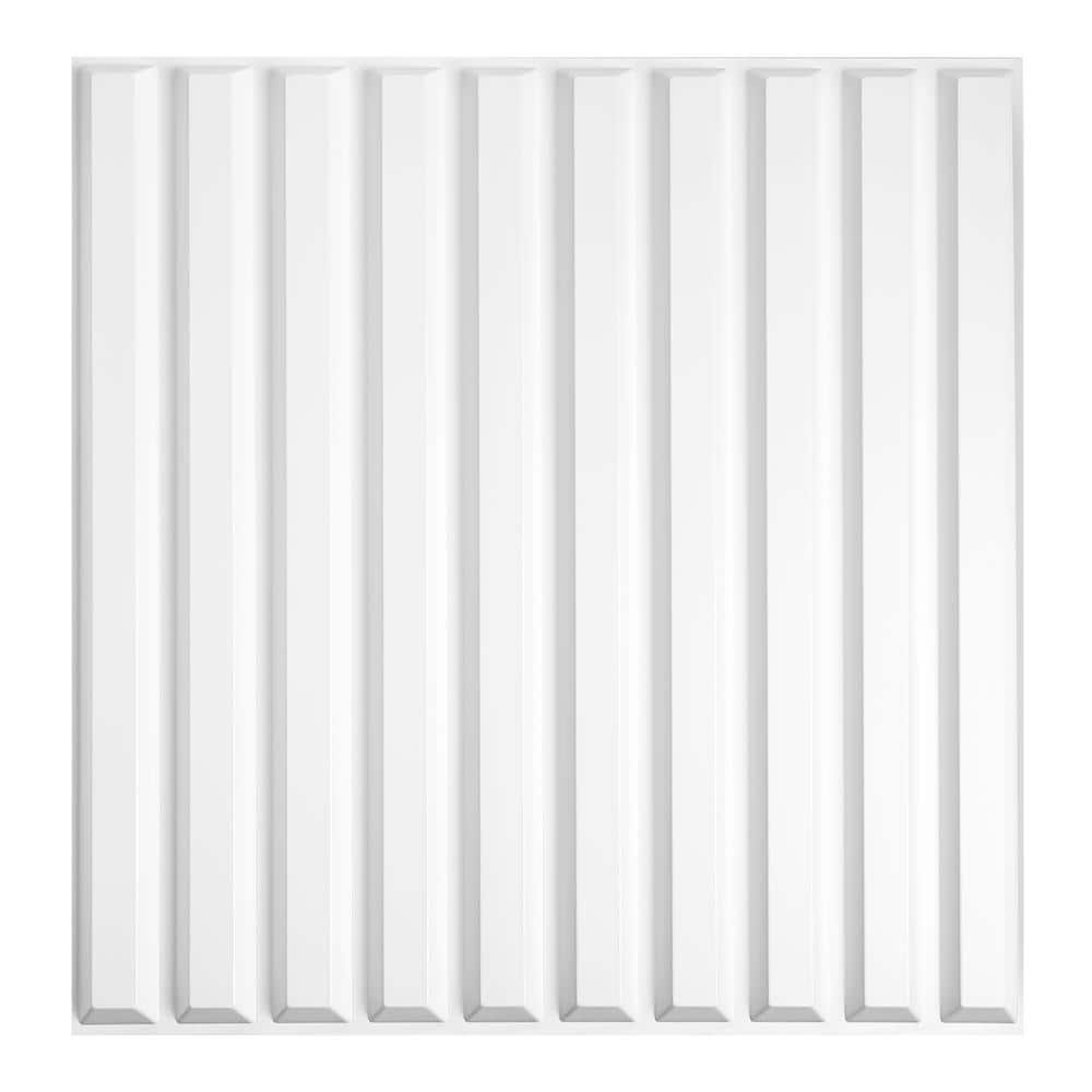 Yipscazo 1/16 in. x 19.7 in. x 19.7 in. Pure White Slat Fluted 3D ...