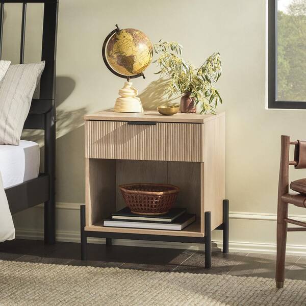 Reviews for Welwick Designs 1-Drawer Coastal Oak Wood and Metal Modern ...