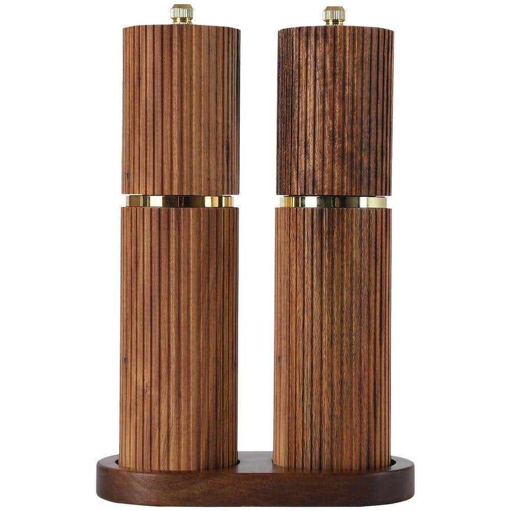 JFVKAF Acacia Wood Salt and Pepper Grinder Set w/ Adjustable Coarseness ...