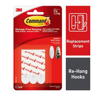 Command 3 lb. & 5 lb. Assorted White Bath Refill Strips (2 Medium, 4 ...
