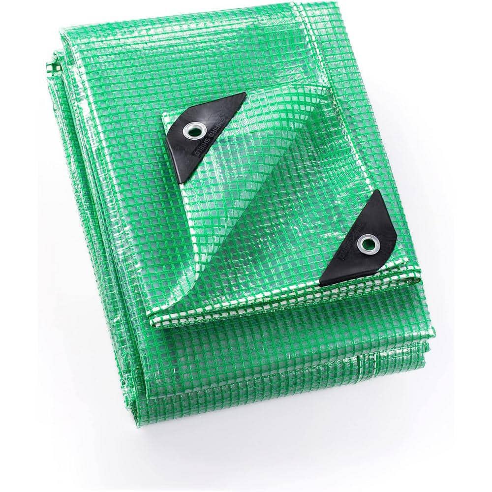 Agfabric 16 ft. x 20 ft. Clear Green Mesh Tarp Heavy Duty Waterproof ...