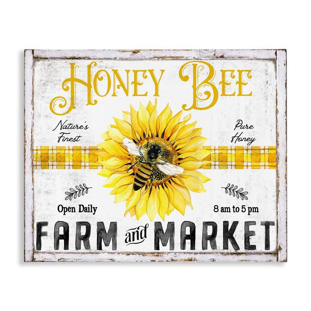 Stupell Industries Rustic Honey Bee and Flower by Creatif Belle ...
