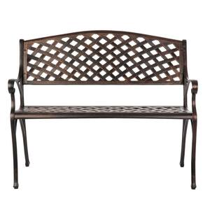 Noble House Cozumel 40 in. Antique Copper Aluminum Outdoor Patio Bench ...