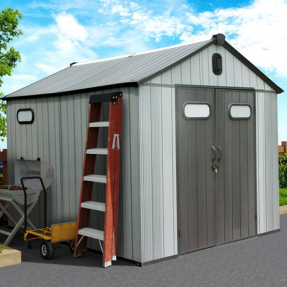 ToolCat 8 ft. W x 10 ft. D Resin Shed with Lockable Door and Windows ...