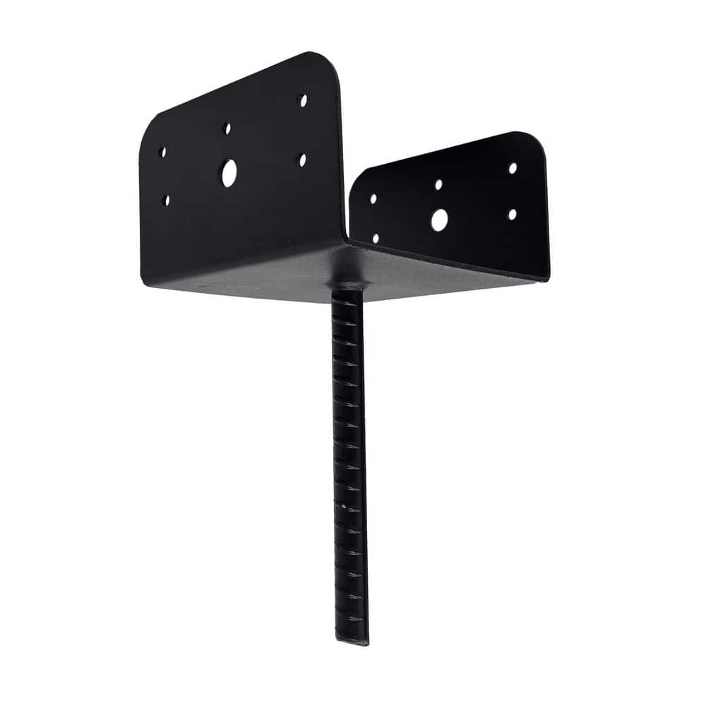 NUVO IRON 6 in. x 10 in. x 6 in. Black Galvanized Steel Post Support ...
