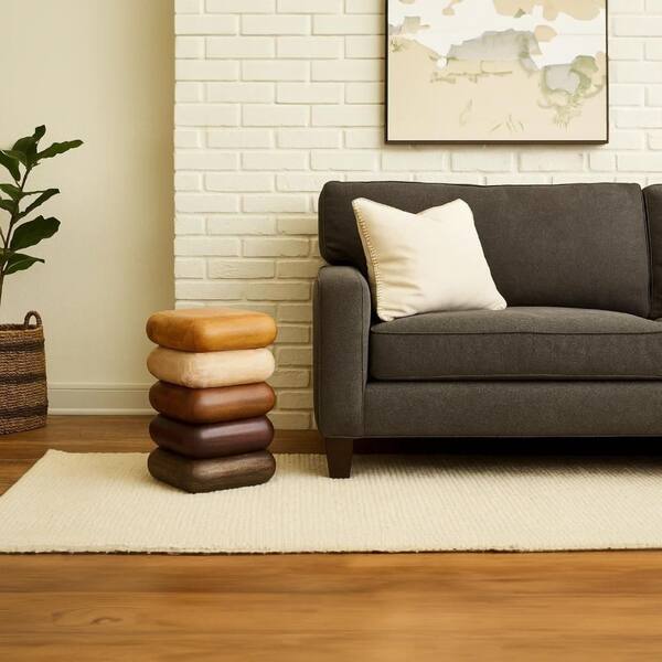 THE URBAN PORT Zyra 12 in. Brown Square Mango and Acacia Wood ...