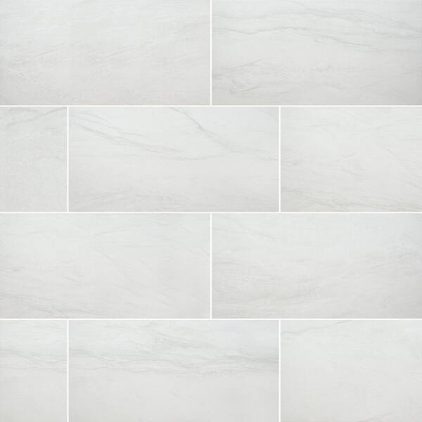 MSI Alexandra White 12 in. x 24 in. Matte Porcelain Marble Look Floor ...
