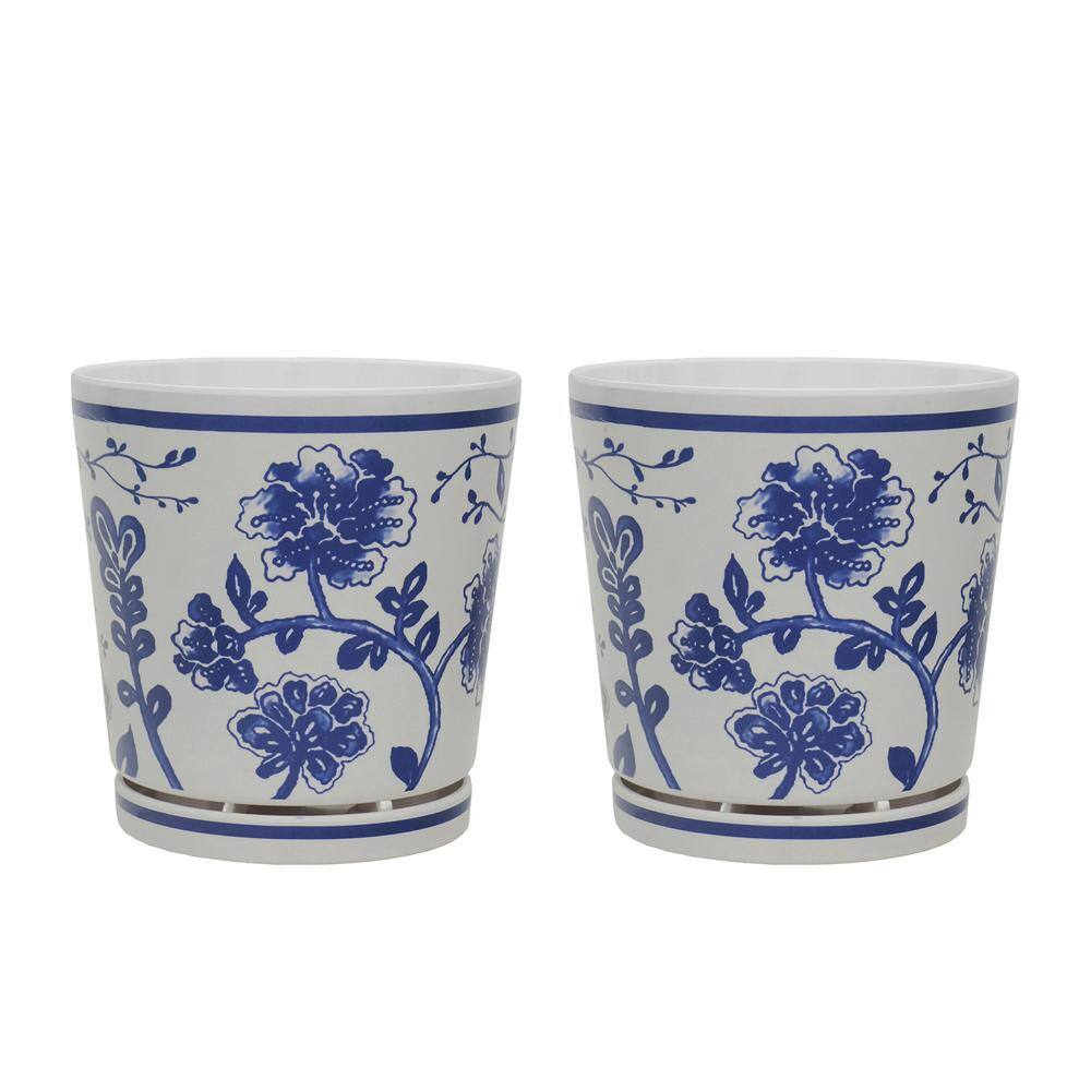 Reviews for MPG 8.75 in. Dia Blue and White Floral Pattern Melamine Pot ...