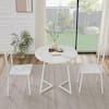 VECELO 3-Piece Dining Table Set, White Marble Texture 30 in. H Modern ...