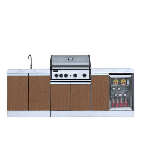 PROKAn Bespoke 5B Propane Grill Island Modular Outdoor Kitchen in Wood ...